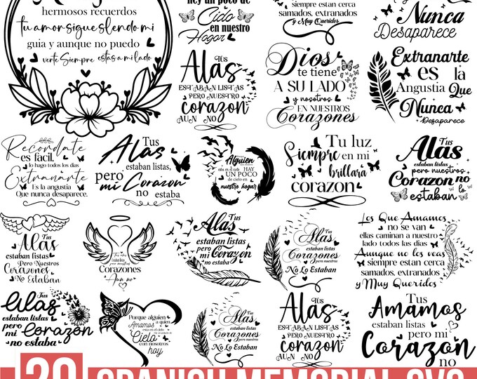 17 Spanish Memorial Svg Png Bundle, Memorial Lantern Svg , Remembrance ...