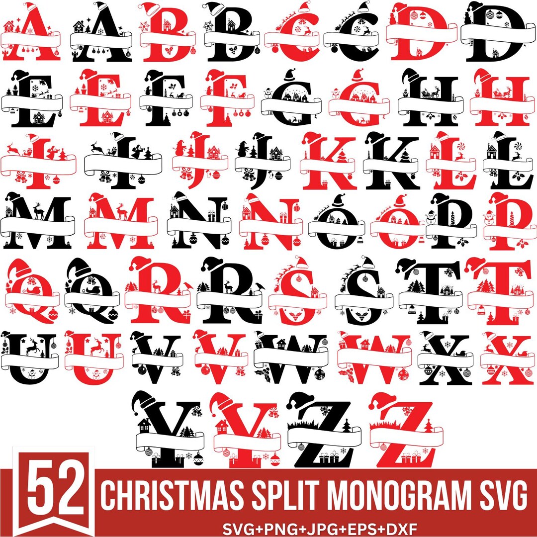 Christmas Split Monogram Svg, Christmas Monogram Svg, Christmas ...