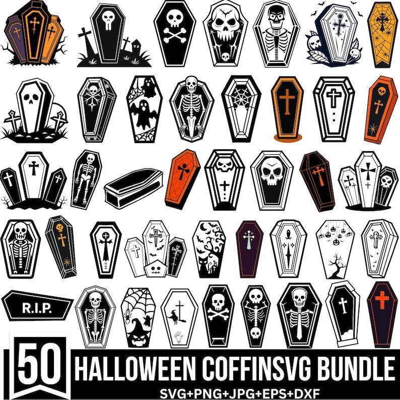 Halloween Coffins Svg Bundle, Spooky House Coffin Svg, Black Cat Coffin ...