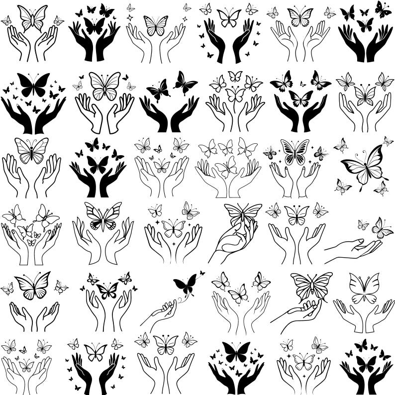 Flying Butterfly Flying Butterflies Svg, Butterfly Swarm Svg, Hand Svg ...