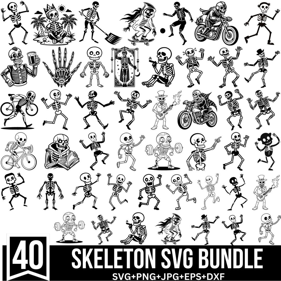 Skeleton Svg Bundle, Happy Halloween Svg, Spooky Season Svg, Dancing ...