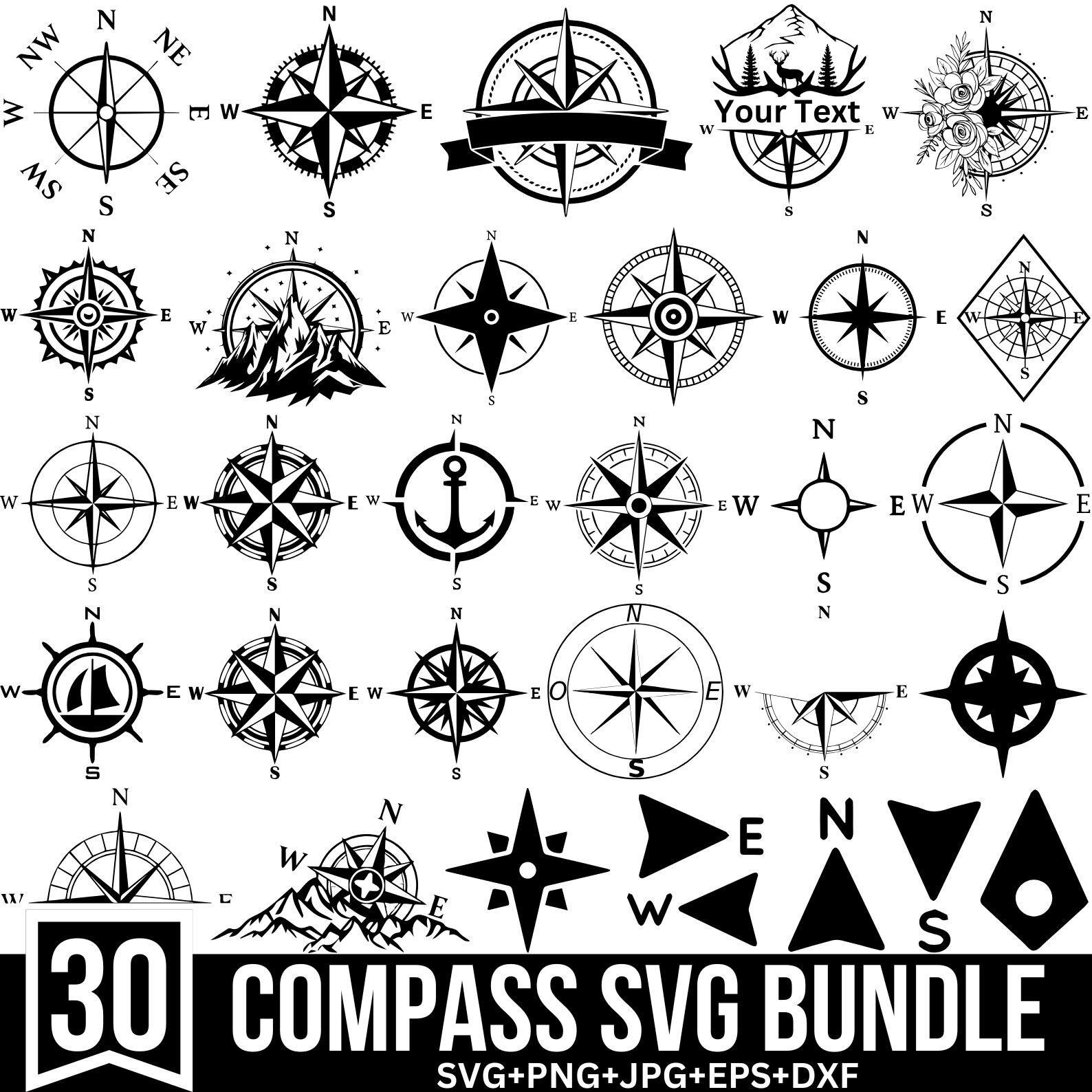 Compass Svg Bundle, Adventure Compass Svg, Vintage Compass Svg ...