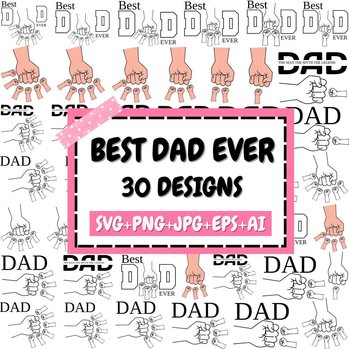 Best Dad Ever Svg Png, Dad Hand Fist Bump Svg, Fist Bump Set Svg, Happy ...