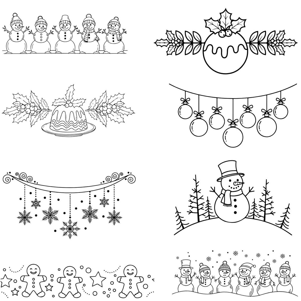 40 Christmas Text Divider SVG Png Bundle, Decorative Text Divider, Line ...