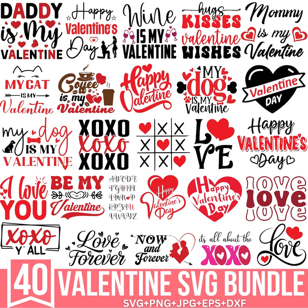 Valentine Svg Bundle, Cute Valentines Svg, Valentines Vibes, Valentine ...