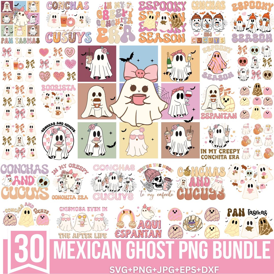 Mexican Ghost Png Bundle, Creepy Conchita Era Png, Halloween Mexican Ghost, Conchas and Cucuys ...