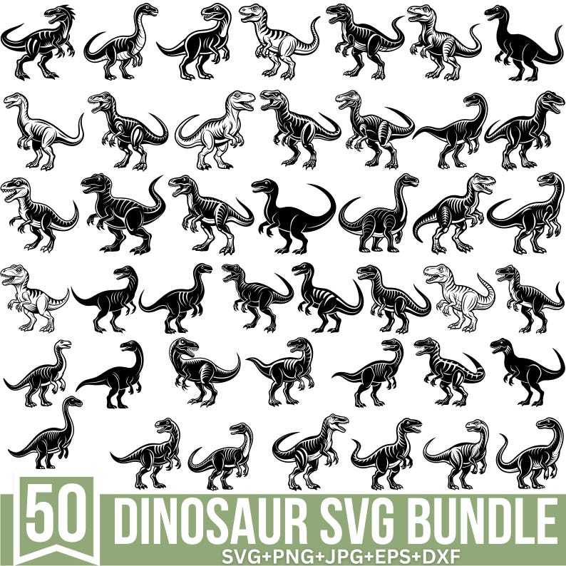 Dinosaur SVG Bundle, Jurassic Svg, Dinosaur Coloring SVG, Dino Svg ...