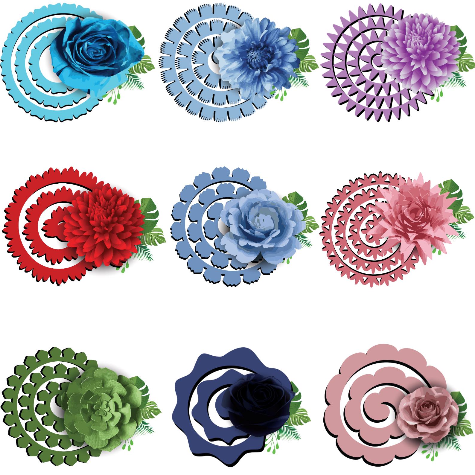 Rolled Flower Svg Bundle, Rolled Paper Flowers, 3d Flower Svg, Digital ...