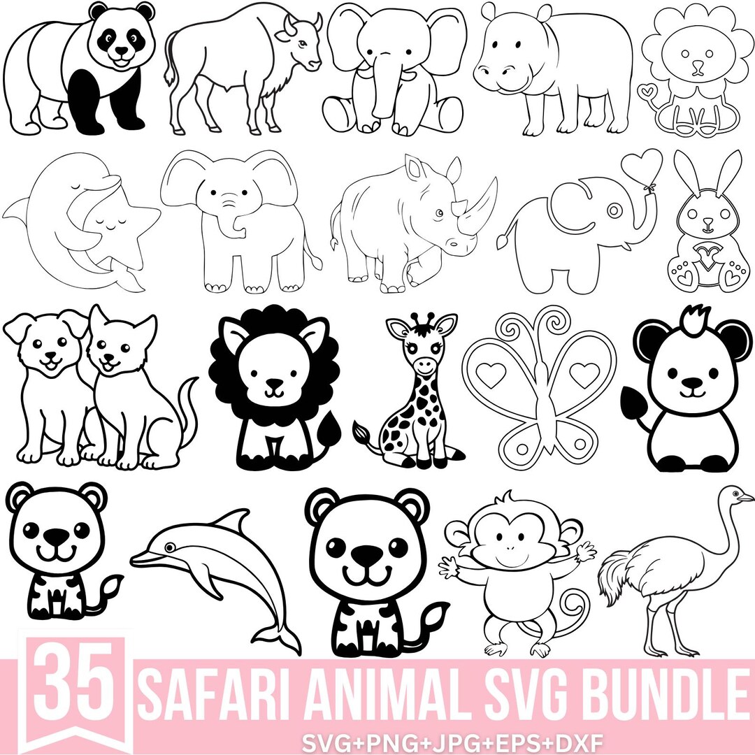 Safari Animal Outline Svg, Wild Animal Svg, Woodland Animals, Cute ...