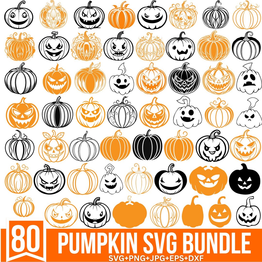 Pumpkin Svg Bundle, Pumpkin Face Svg, Fall Pumpkin Svg, Halloween Svg ...