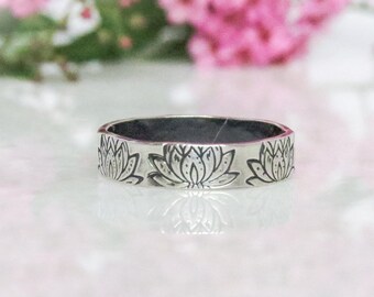Silver Lotus Ring | Etsy