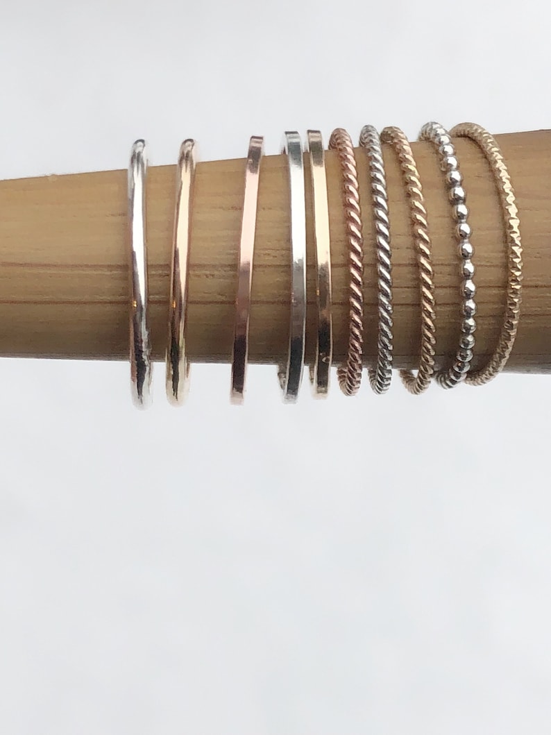 Silver and Gold Rings, Thin Band Stackable Rings, Gold Stackable Ring ...