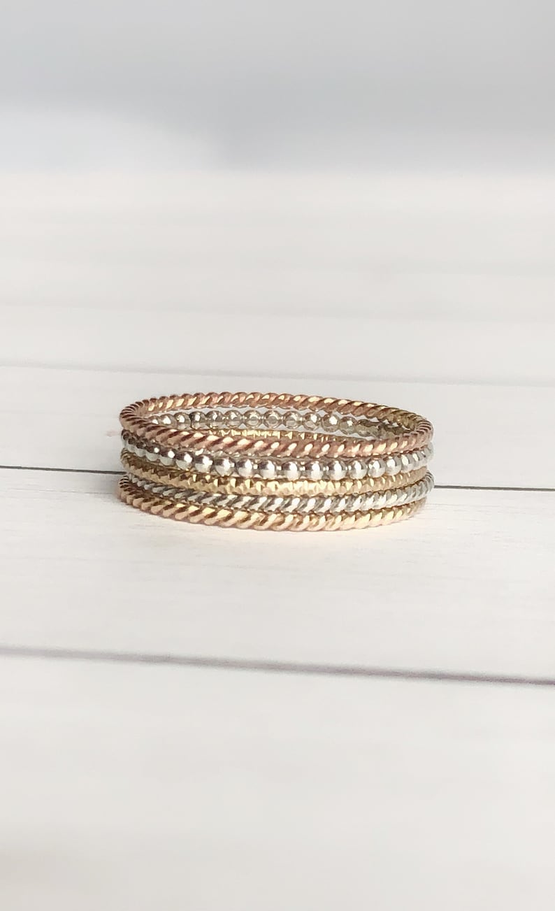 Silver and Gold Rings, Thin Band Stackable Rings, Gold Stackable Ring ...