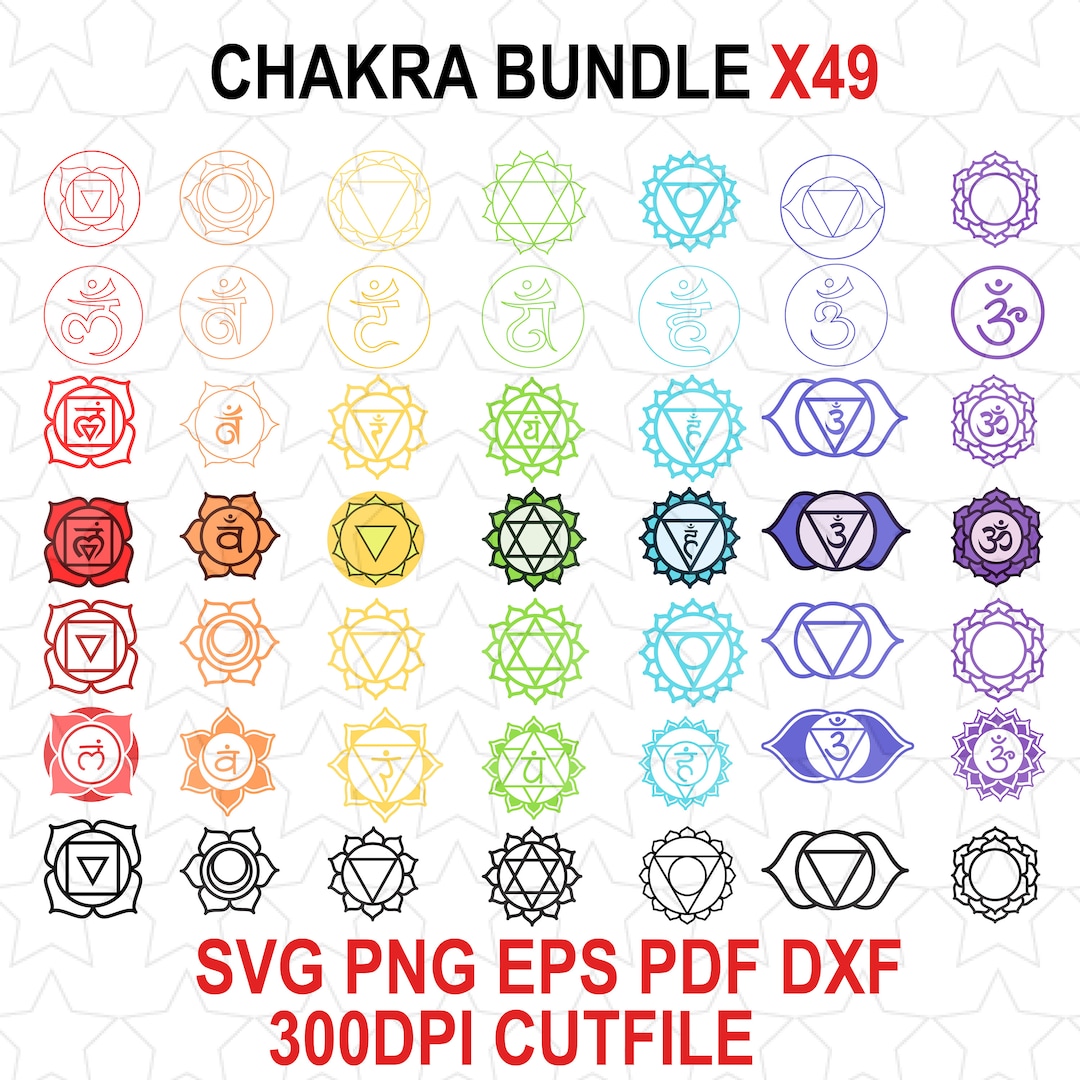 Chakra Svg Bundle, 49 Chakras Svg, Chakra Symbol Svg, Yoga Svg, Buddha ...