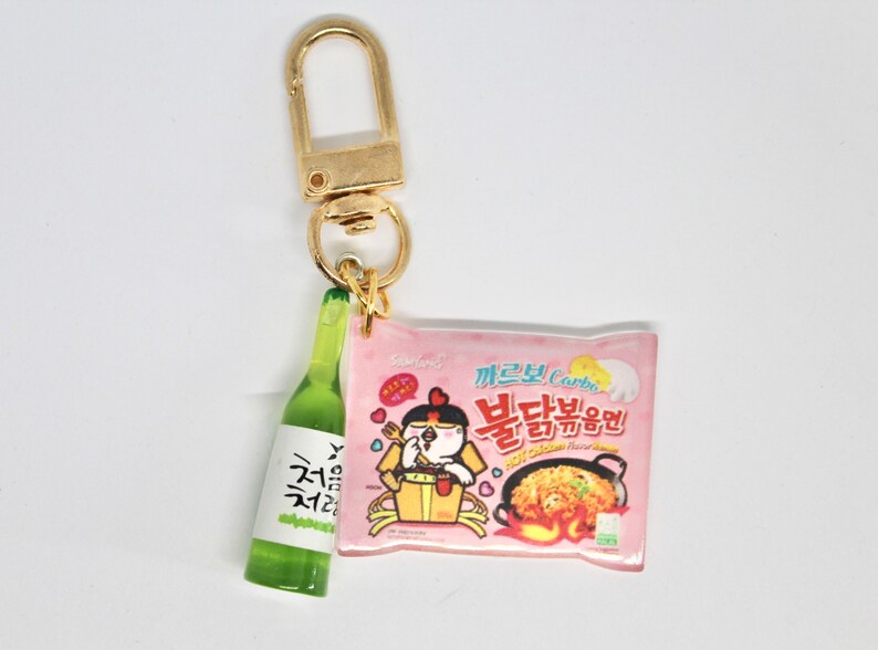 Korean Noodles Carbonara Ramen and Soju Bottle Keychains Accessories ...