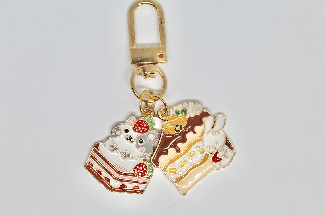 Cute Fruit Cake Dessert Keychains Kawaii Accessory for Keys and Lanyard ...