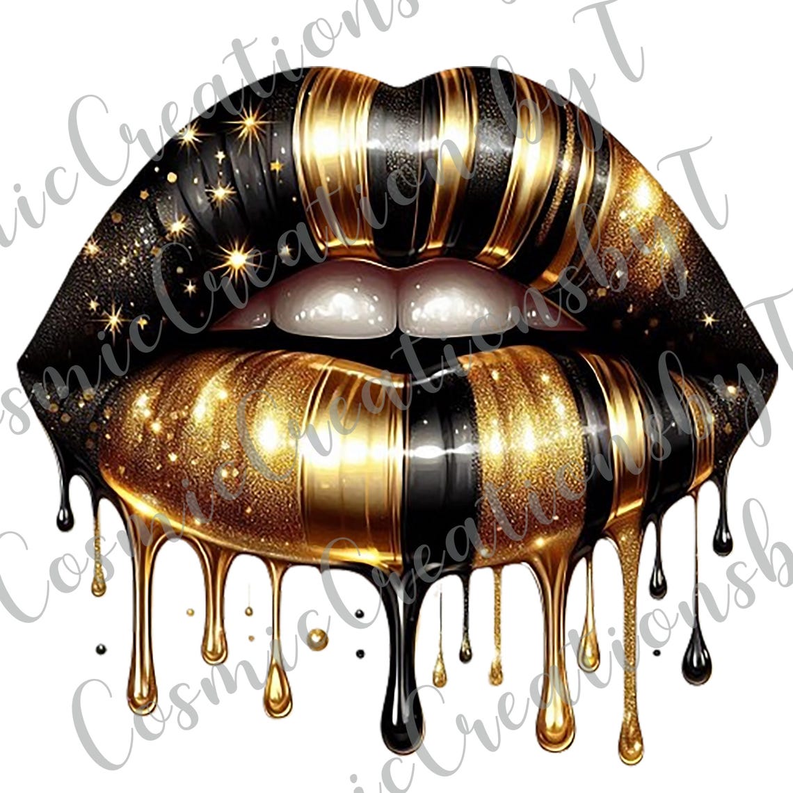 Gold and Black Dripping Lips PNG, Glamorous Glitter Lip Art, High ...