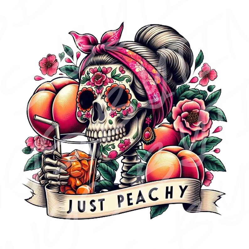Just Peachy PNG skeleton Png, Peach Png, Skull Png, Messy Bun Png, PNG ...
