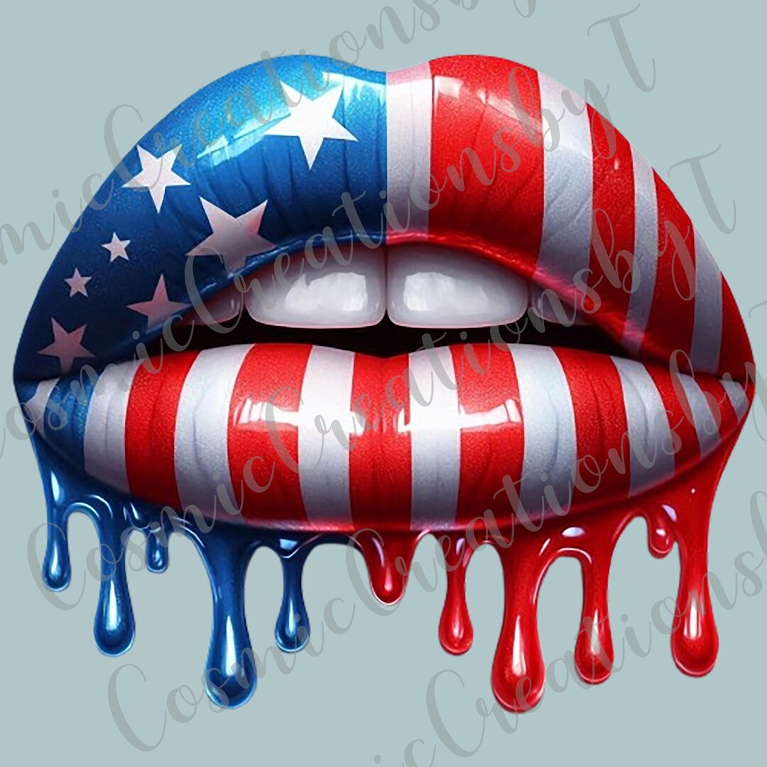 Patriotic Dripping Lips PNG - American Flag Lip Art for 4th of July ...