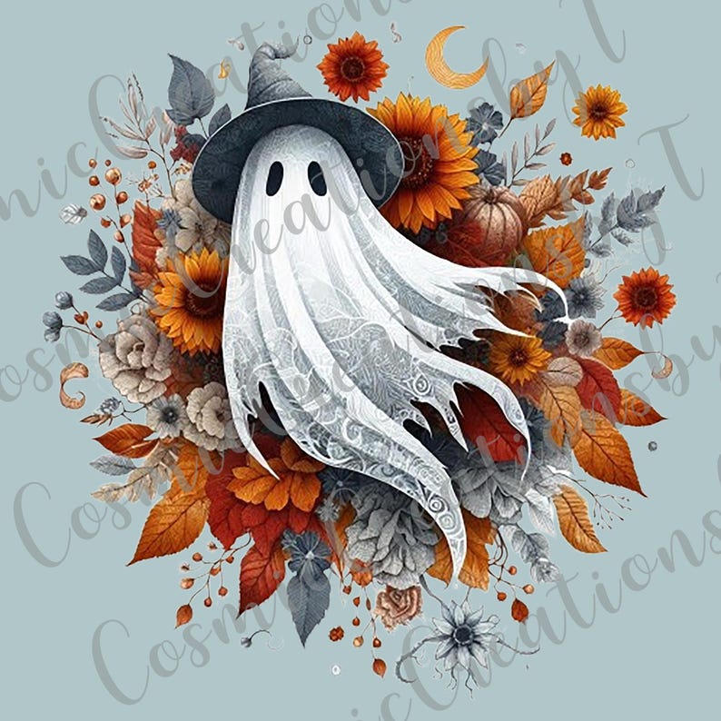 Autumn Ghost Clipart: Whimsical Halloween PNG (digital Download) - Etsy