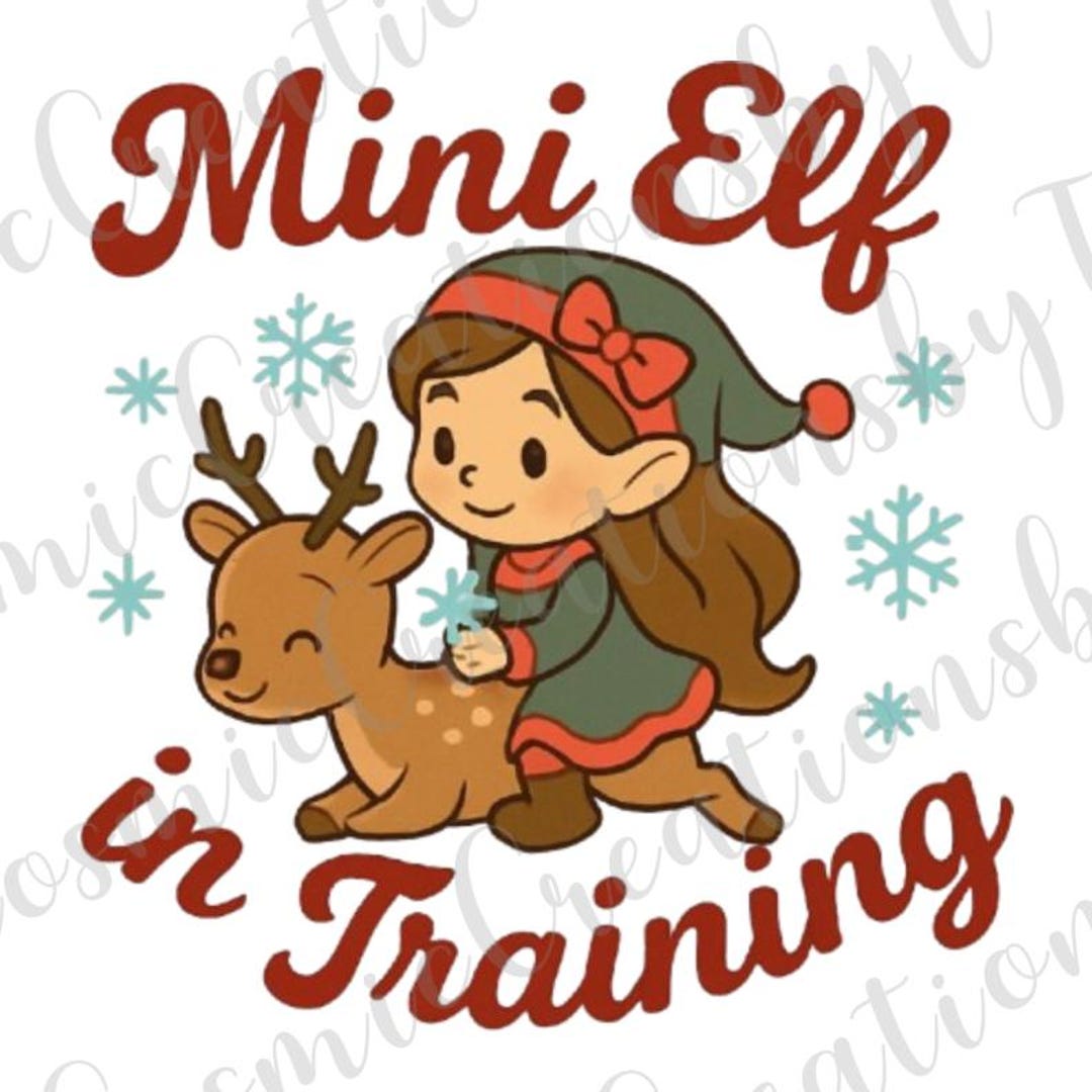 Mini Elf in Training PNG Sublimation File, Cute Elf Riding Reindeer ...