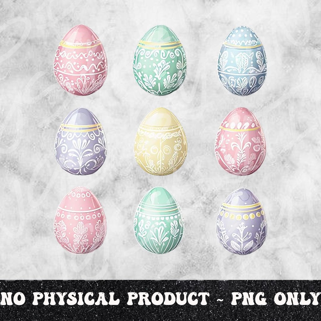 Hand-painted Easter Egg Clipart Set 9 Pastel Decorative Eggs PNG Spring ...