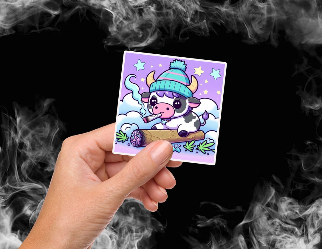 Stoner Cow Sticker 420 Sticker, Stoner Sticker, 420 Friendly, Laptop ...