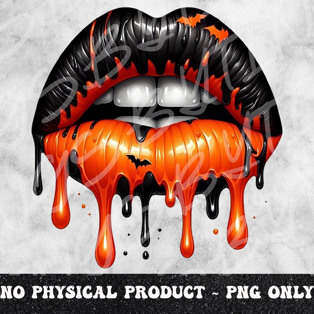 Halloween Dripping Lips With Bats Digital Download, Spooky Lip Art ...