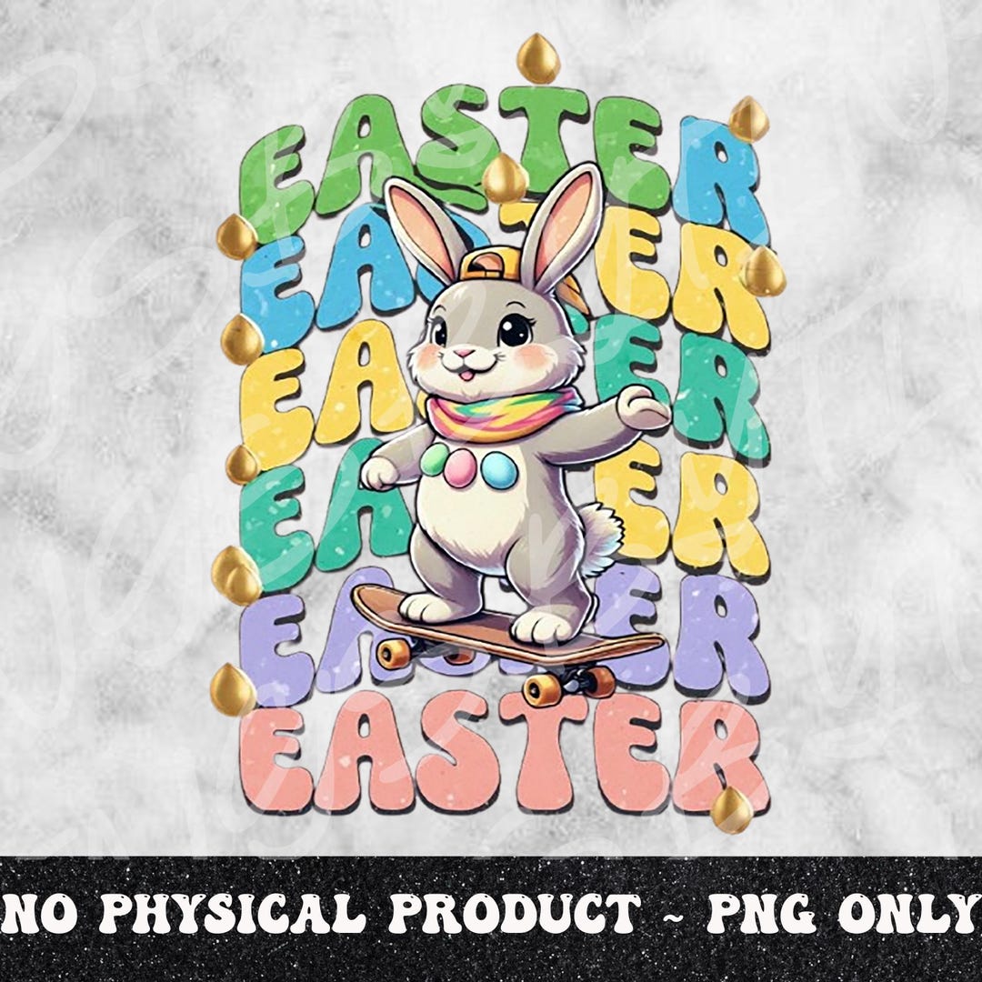 Easter Bunny Skateboard PNG Cute Easter Rabbit Digital Download Spring ...