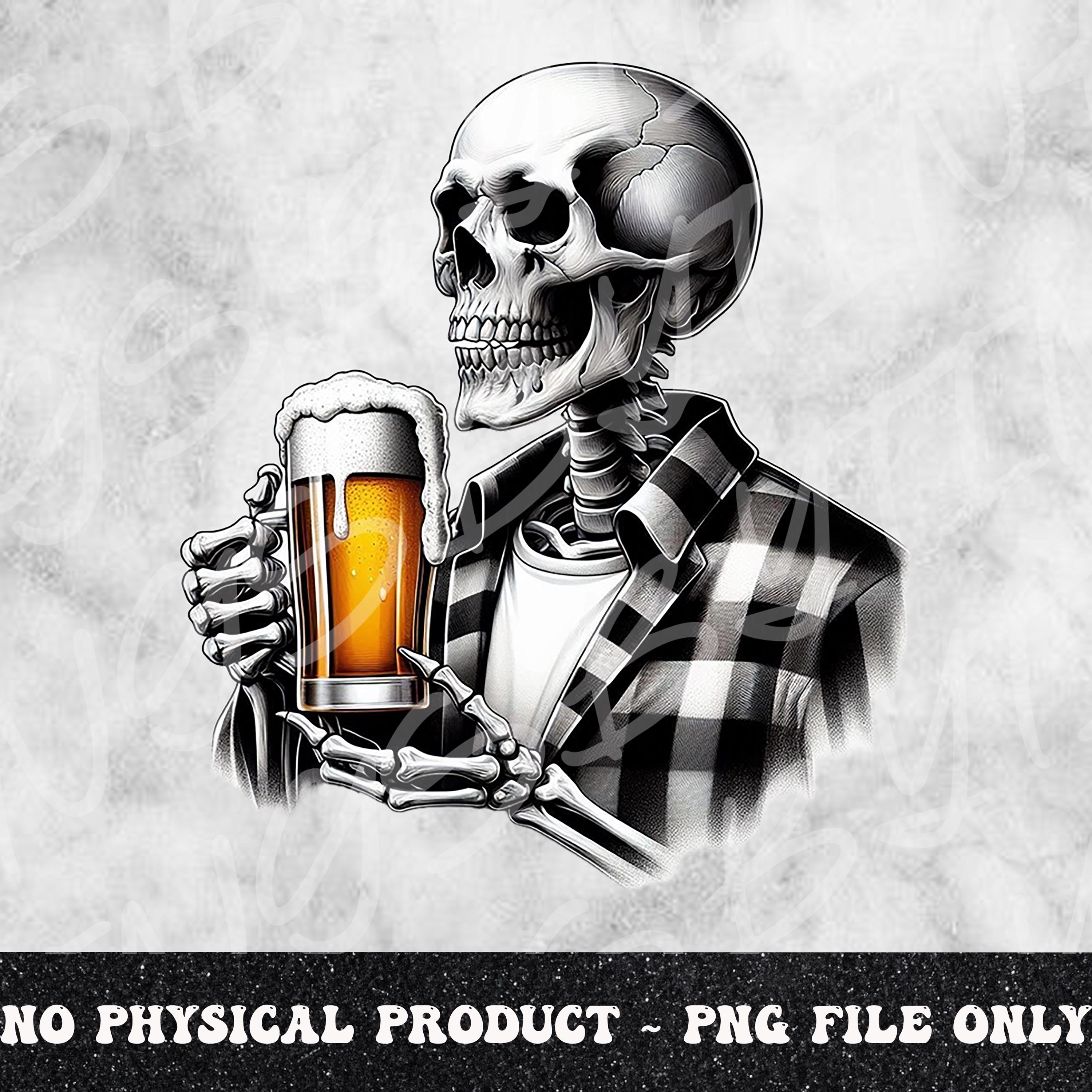 Skeleton Drinking Beer Clipart Halloween Digital Art Digital Download ...