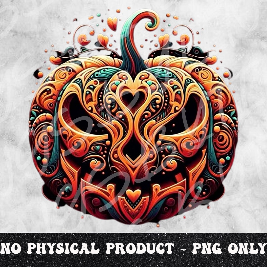Intricate Ornate Pumpkin Design PNG Halloween Digital Download, Digital ...