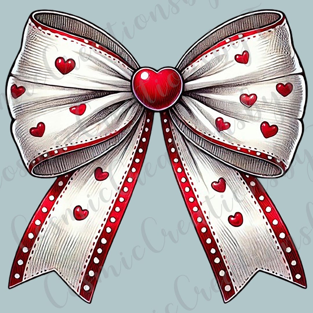 Valentine's Day Red Heart Bow PNG - Romantic Ribbon Clipart for Crafts ...