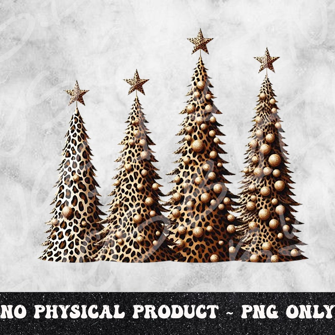 Leopard Print Christmas Trees PNG Festive Animal Print Holiday Decor ...