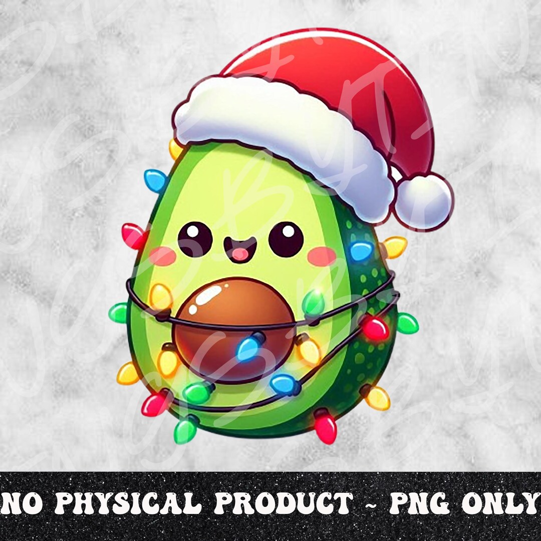 Cute Christmas Avocado PNG Festive Holiday Avocado With Santa Hat and ...