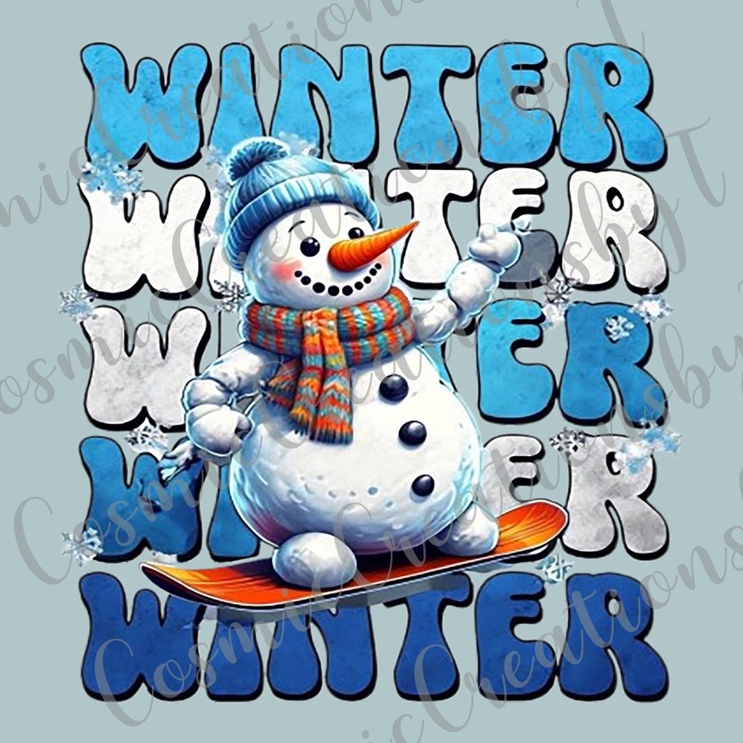 Winter Snowman Snowboarding PNG - Cute Snowman With Scarf and Beanie ...