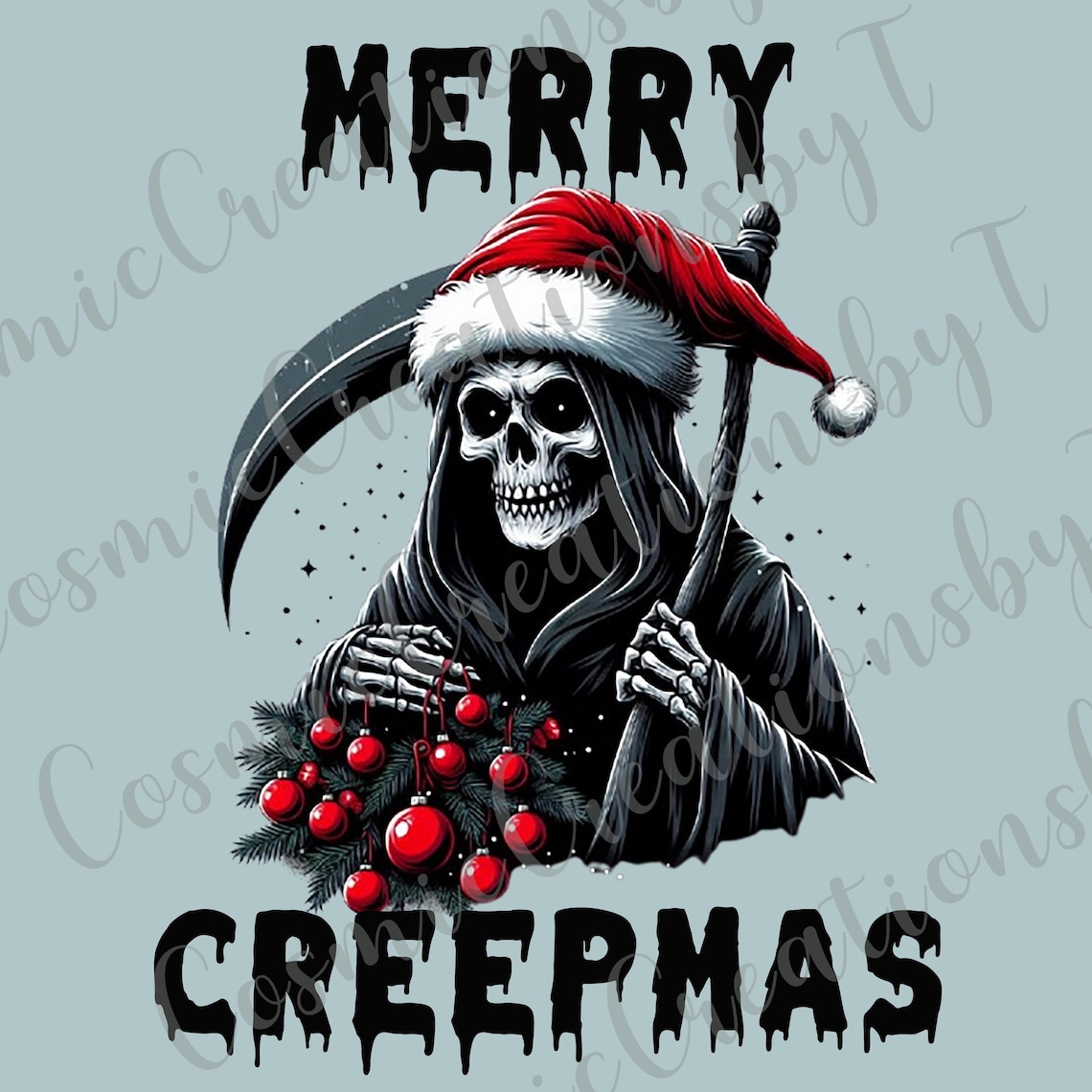 Merry Creepmas Grim Reaper Christmas PNG - Dark Holiday Digital ...