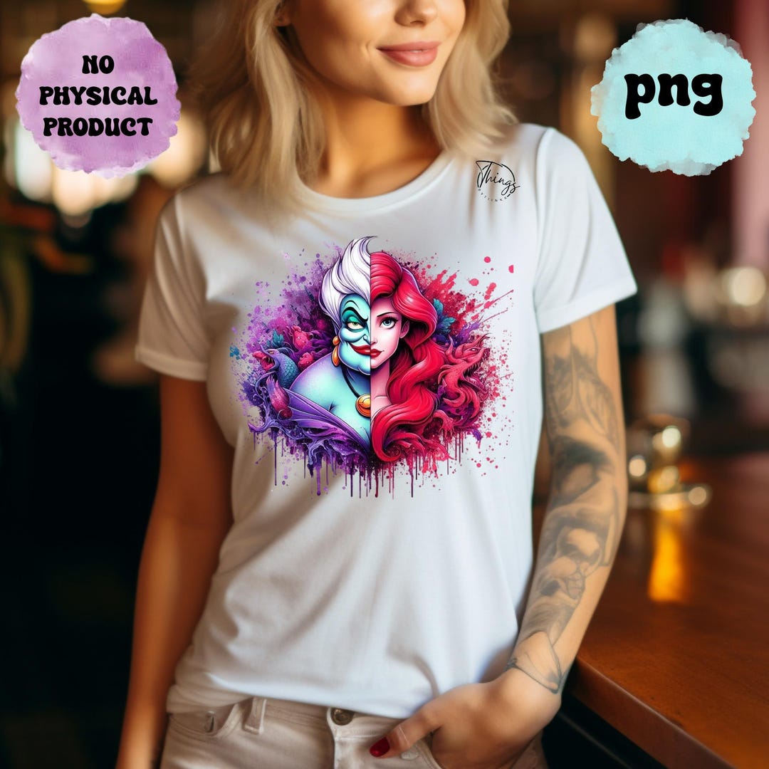 Princess/villain Split PNG ursula Png, Ariel Png, Villain Png, Princess ...