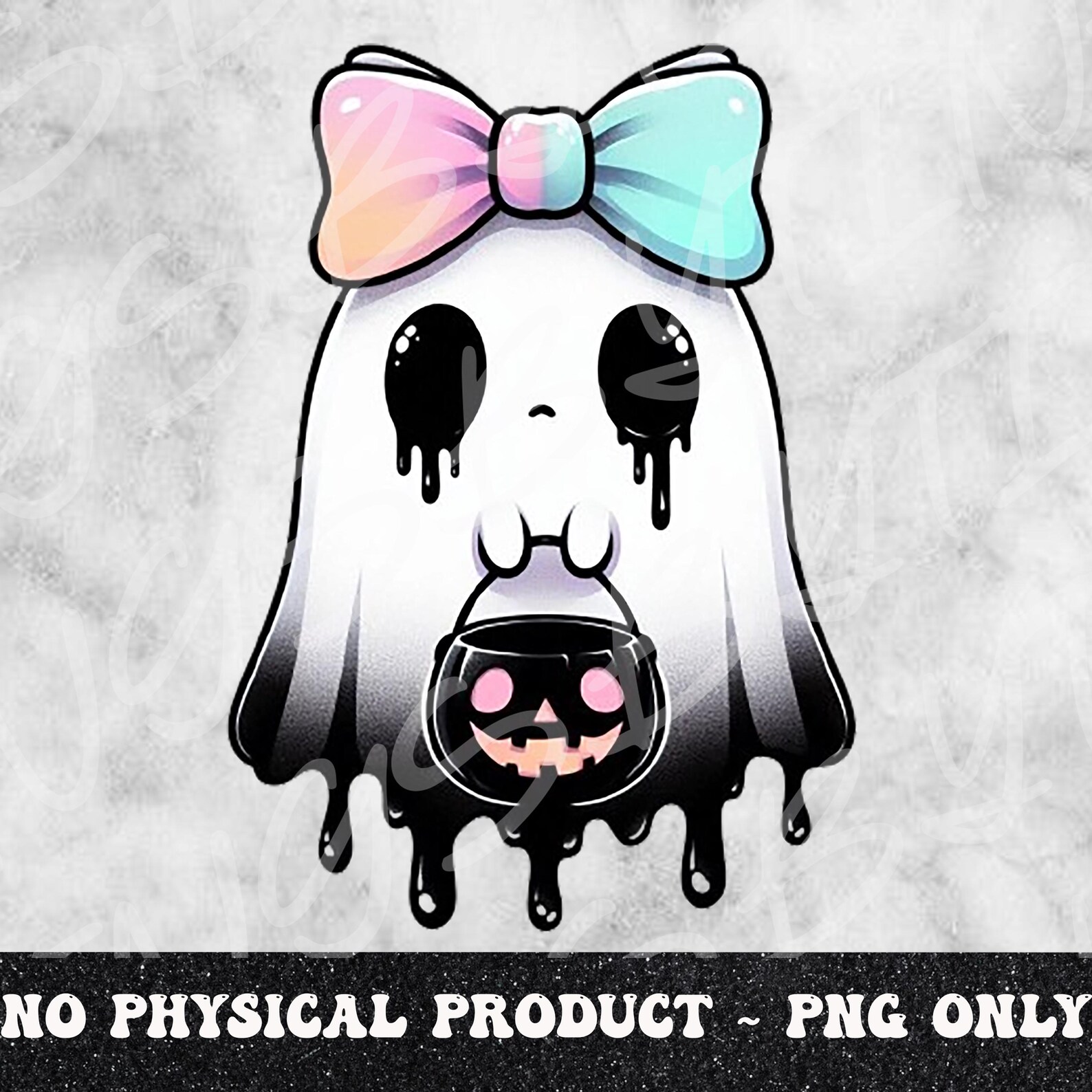 Cute Ghost With Bow Digital PNG, Kawaii Spooky Character Clipart ...