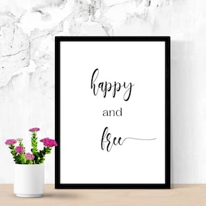 Happy and Free Printable Word Art Multiple Sizes 300 DPI High Quality ...