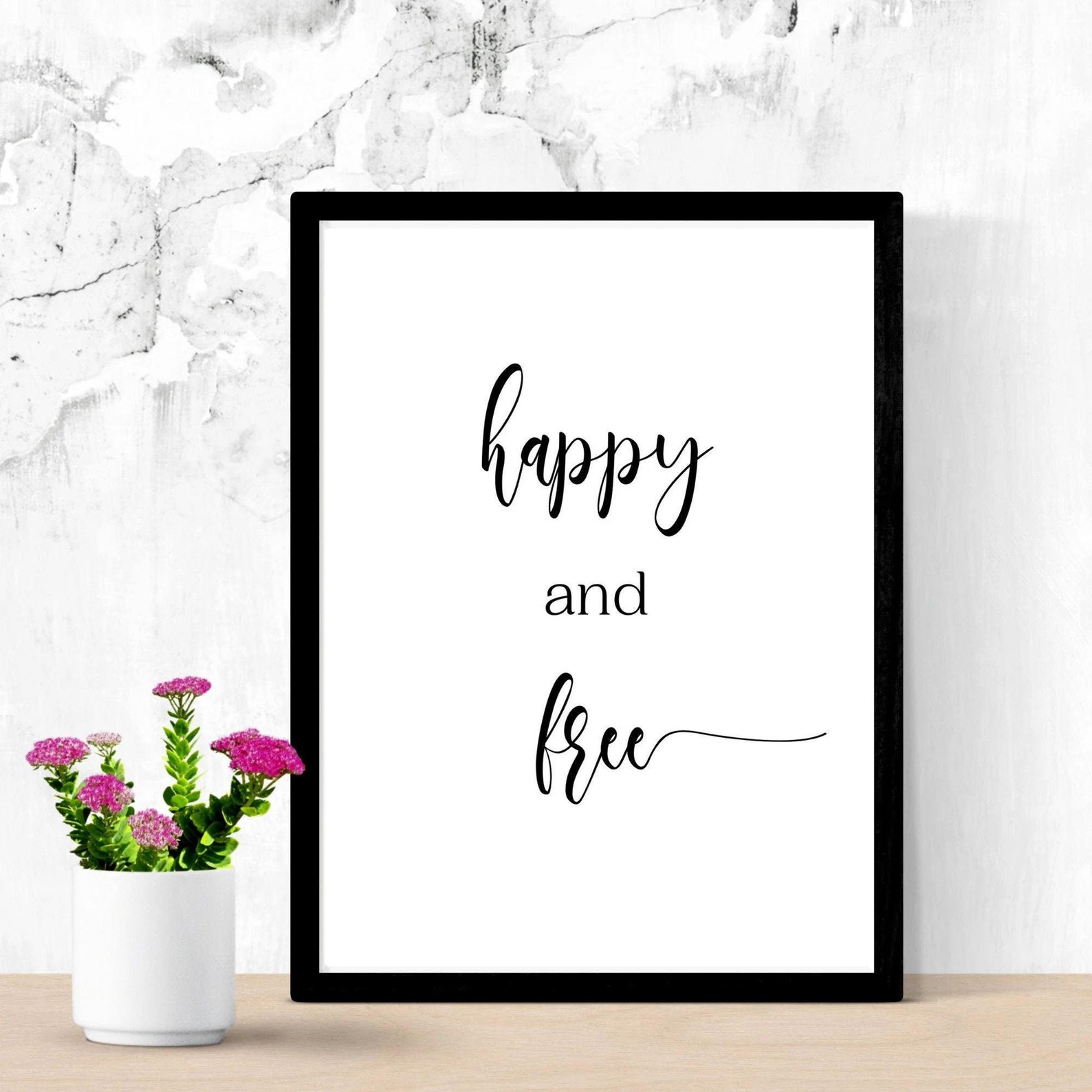 Happy and Free Printable Word Art Multiple Sizes 300 DPI High Quality ...