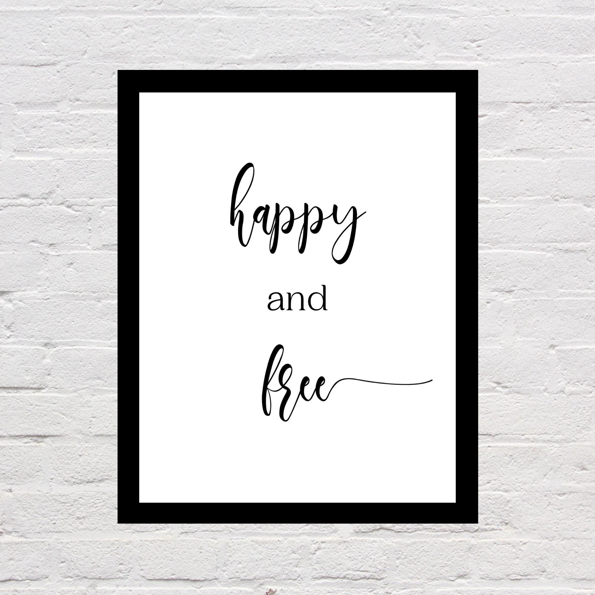 Happy and Free Printable Word Art Multiple Sizes 300 DPI High Quality ...