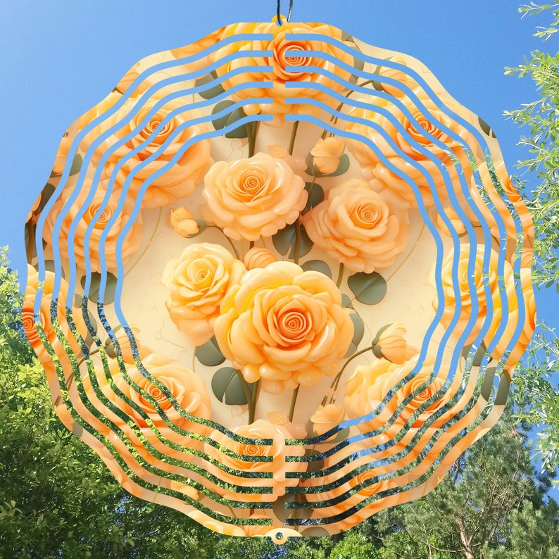 Yellow Roses Flower Wind Spinner PNG, Sublimation Wind Spinner Designs ...