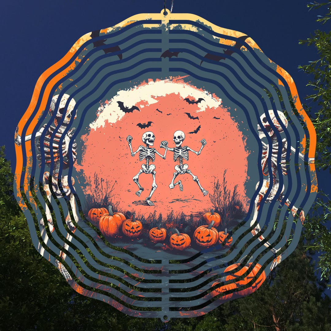 Halloween Skeleton Wind Spinner PNG Design, Sublimation Spinner With a ...