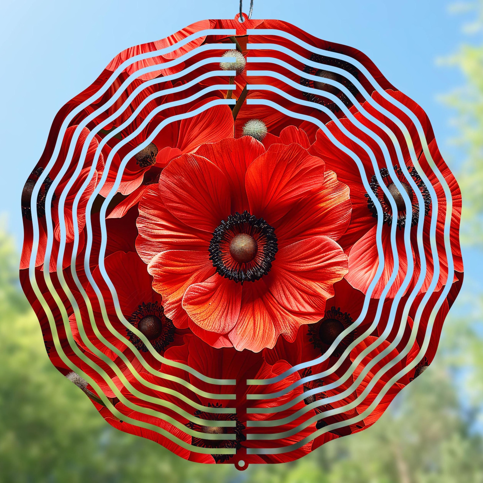Red Poppy Wind Spinner PNG, Wildflower PNG Wind Spinner Design, Round ...