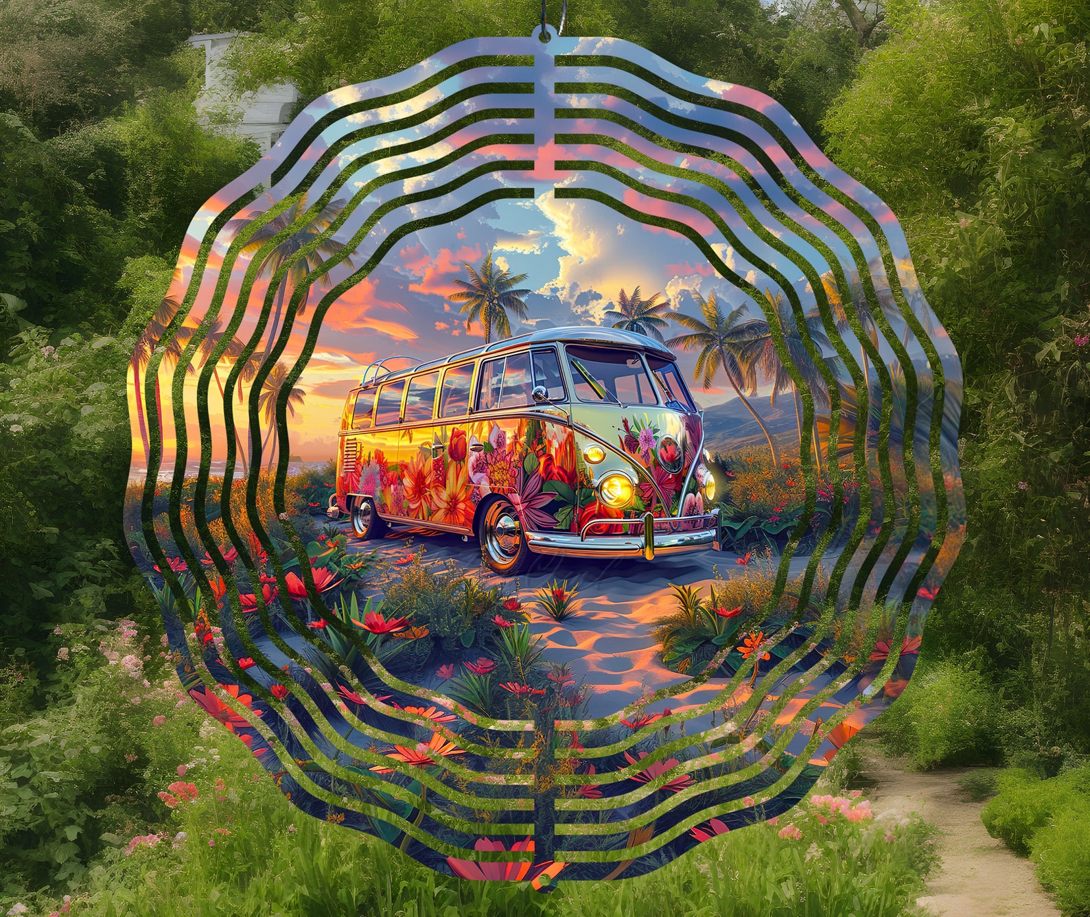 Retro Bus Wind Spinner PNG, Hippie Van Wind Spinner Sublimation Design ...