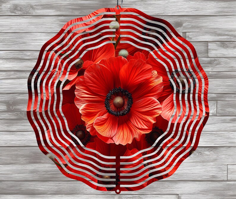 Red Poppy Wind Spinner PNG, Wildflower PNG Wind Spinner Design, Round ...