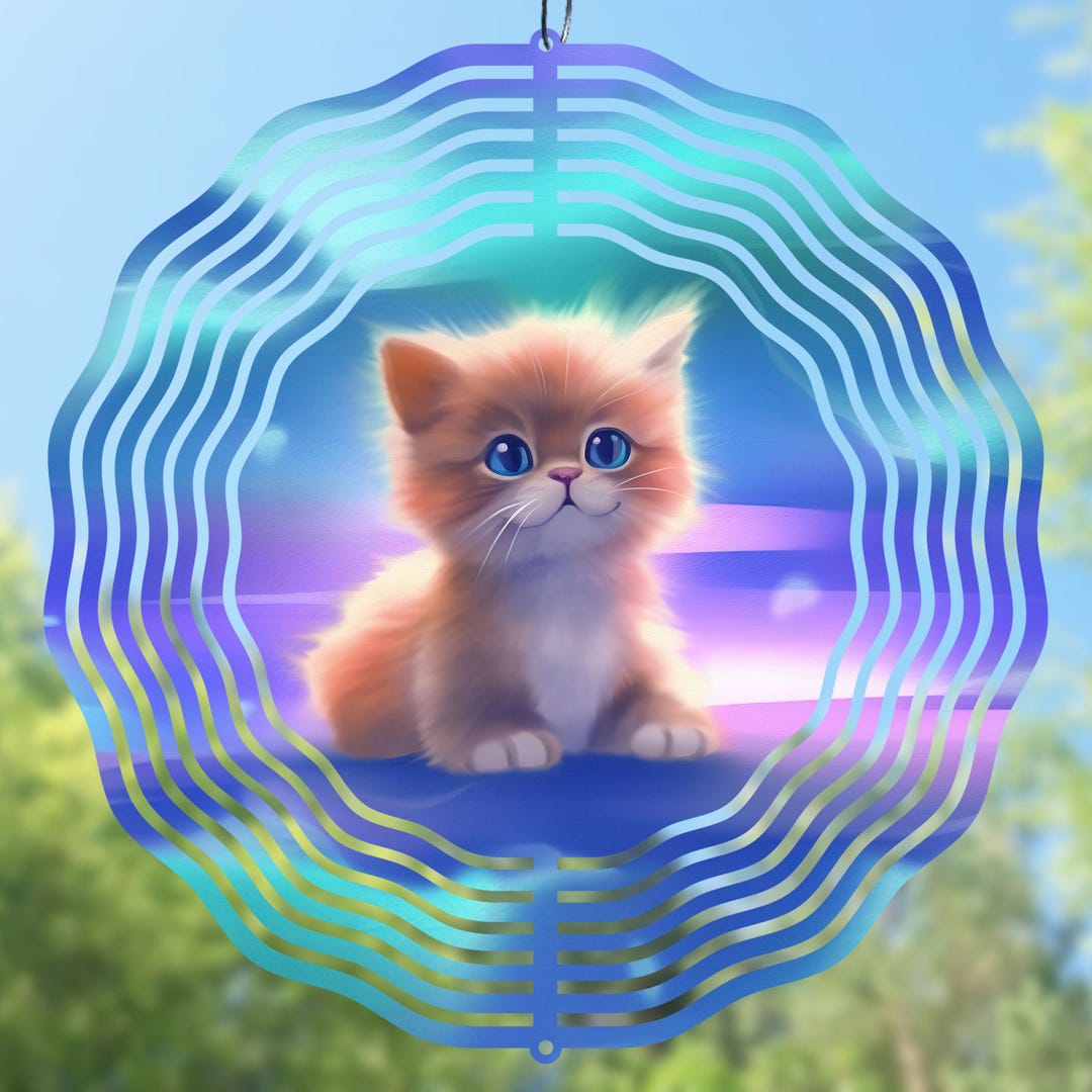 Ginger Kitten Wind Spinner PNG Sublimation Design, Kawaii Cat Spinner ...