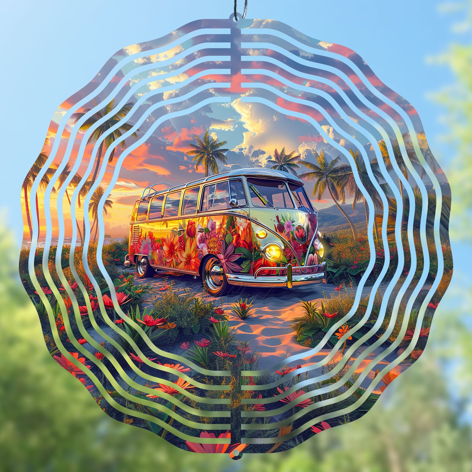 Retro Bus Wind Spinner PNG, Hippie Van Wind Spinner Sublimation Design ...