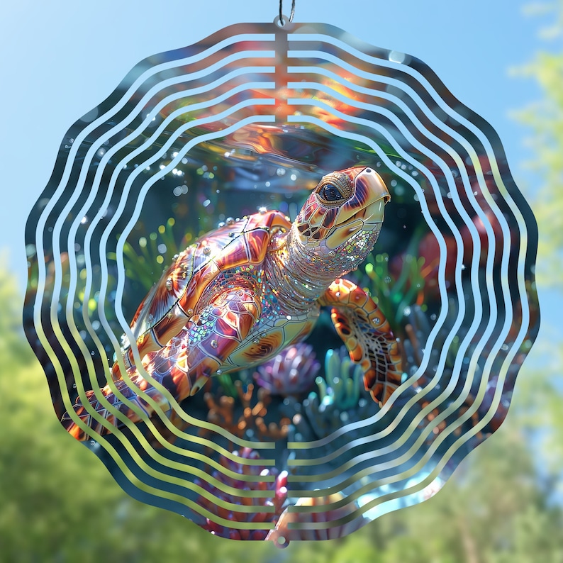 3D Sea Turtle Wind Spinner Design, Sublimation Spinner PNG, Popular PNG With a Sea Turtle Design ...
