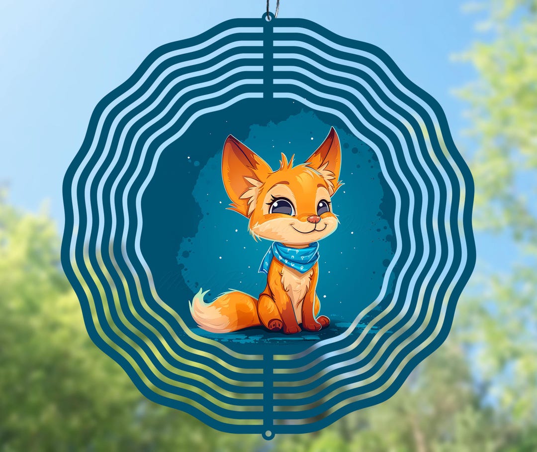 Cute Fox Wind Spinner PNG, Animal PNG, Little Fox Designs, Round ...